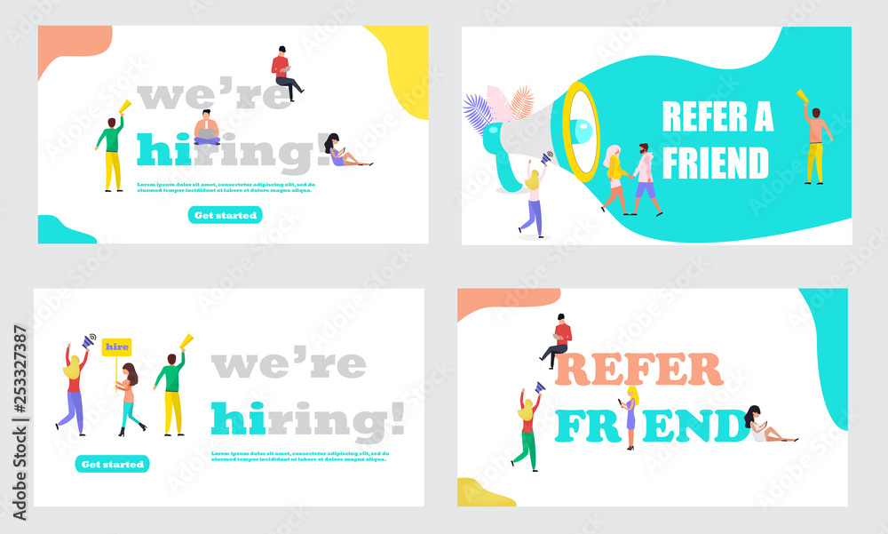 We are hiring concept and concept of refer a friend and job recruitment ...