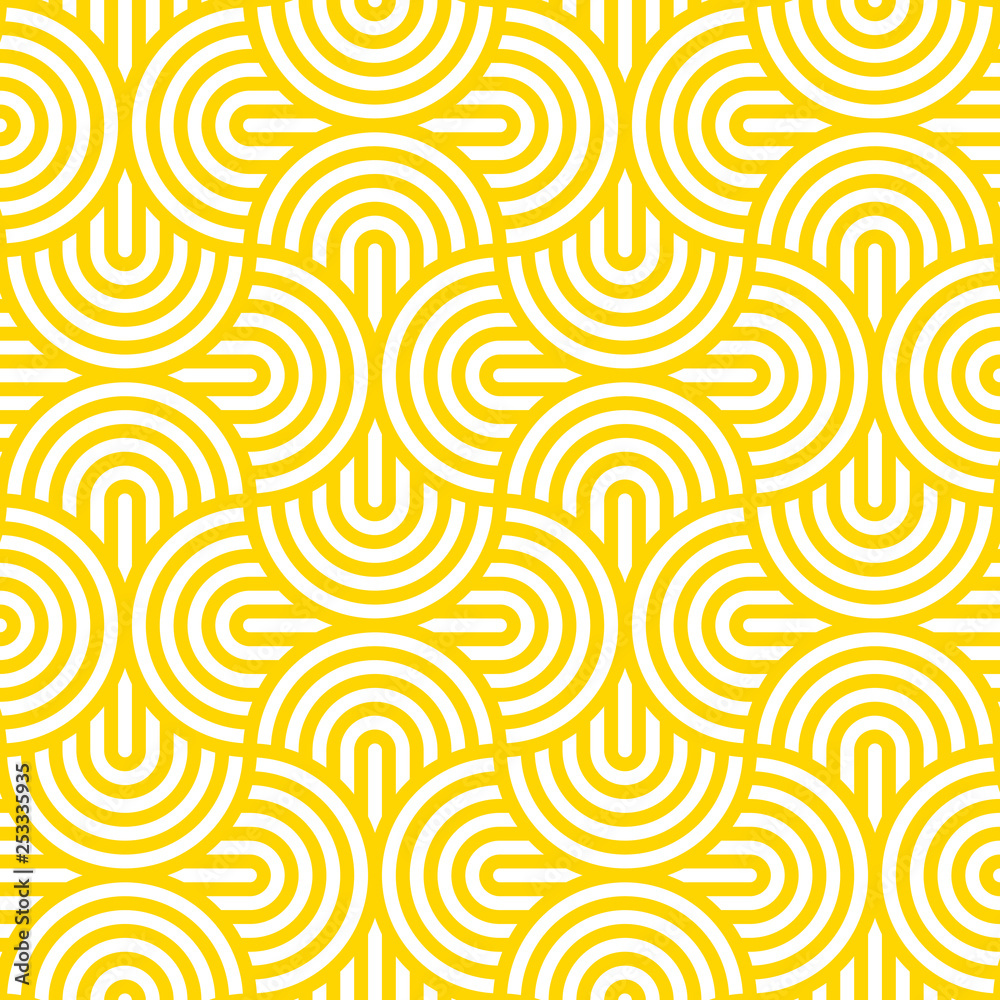 Vector yellow geometric pattern. Seamless pattern with rounded shapes ...