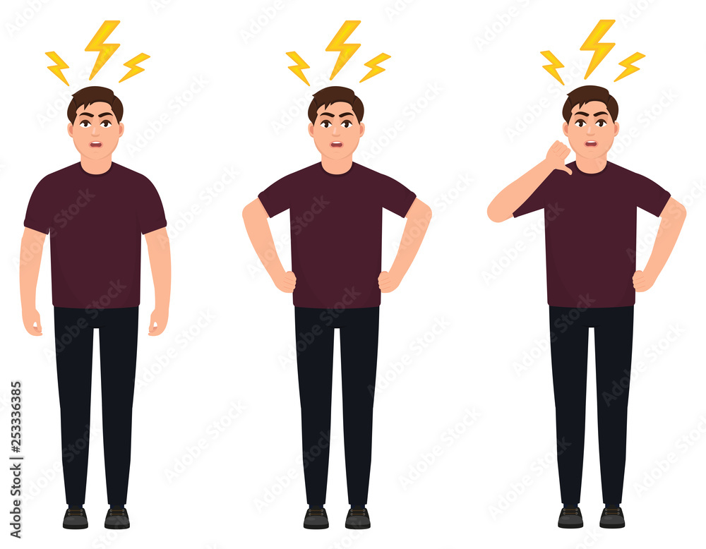 Angry man raised fist and shout or screaming expression. Man expresses ...