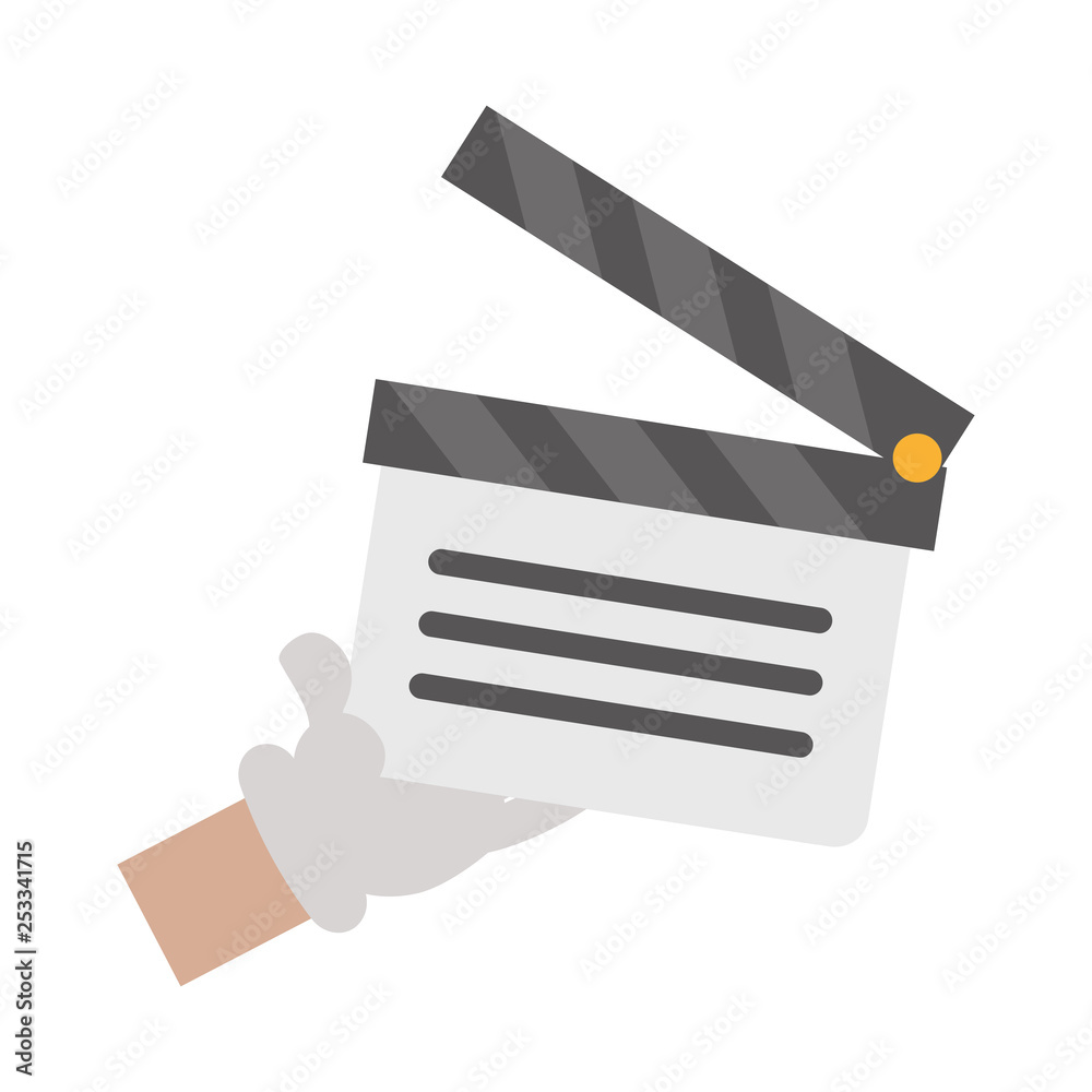 cartoon hand holding film clapboard Stock Vector | Adobe Stock
