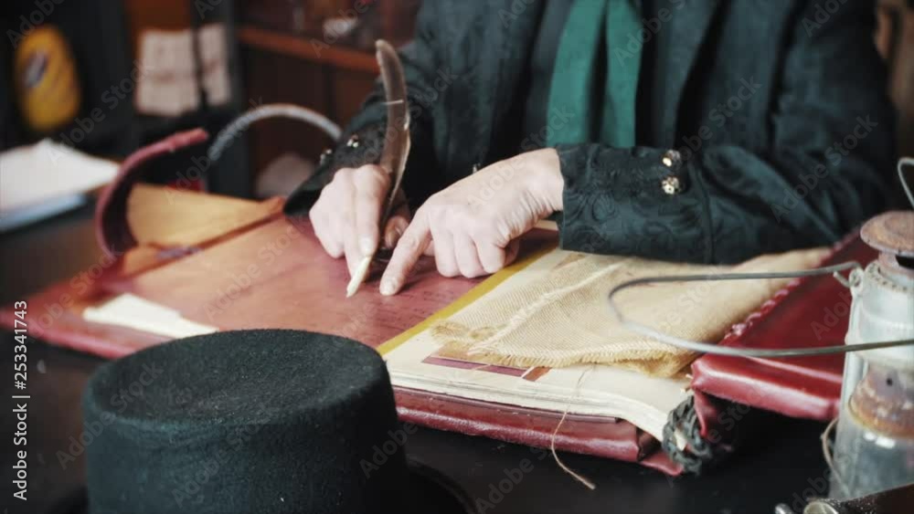 Victorian Scrooge in a counting house shop bookkeeping. Features ...