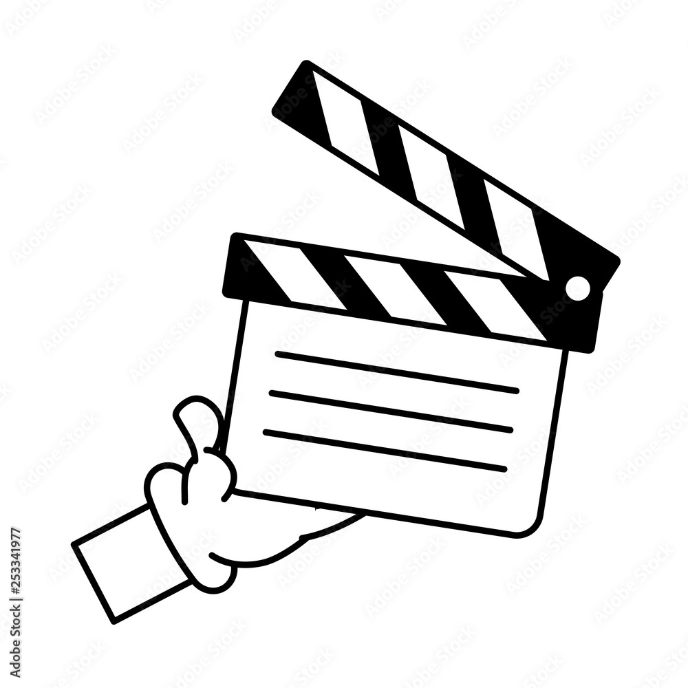 cartoon hand holding film clapboard Stock Vector | Adobe Stock