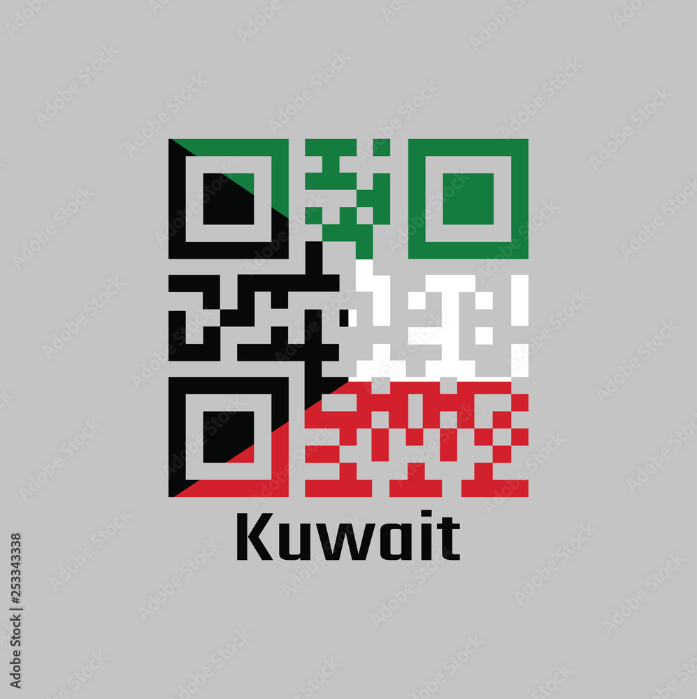 Qr Code Set The Color Of Kuwait Flag A Horizontal Triband Of Green