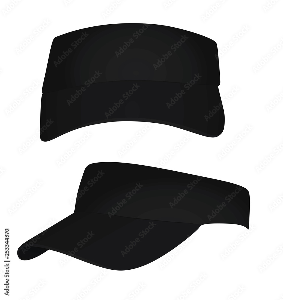 Black visor cap. vector illustration Stock Vector | Adobe Stock
