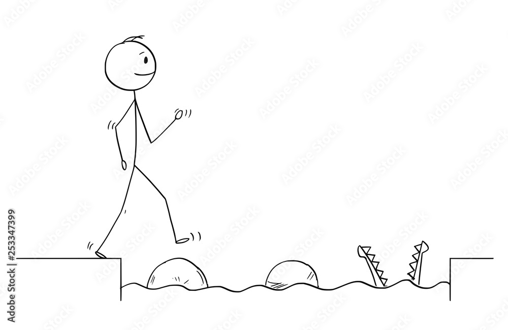 Cartoon stick figure drawing conceptual illustration of man or ...