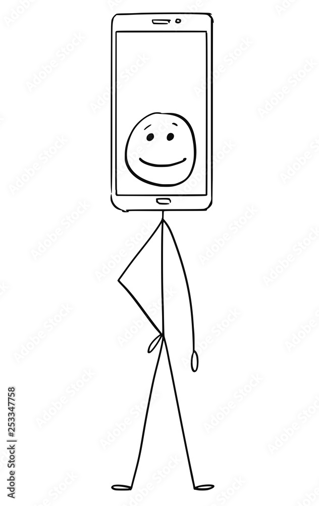 Cartoon stick figure drawing conceptual illustration of character with ...