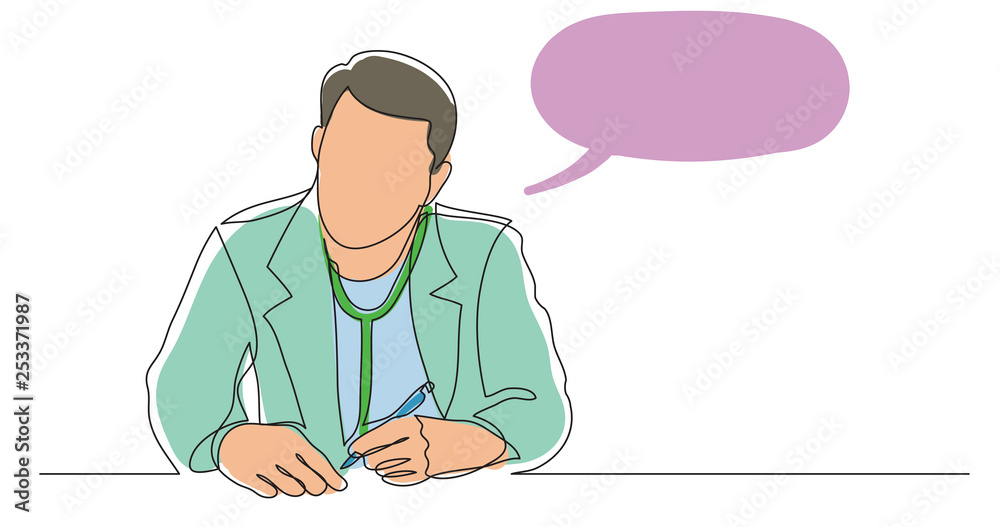 one line vector drawing of hospital doctor listening carefully making ...