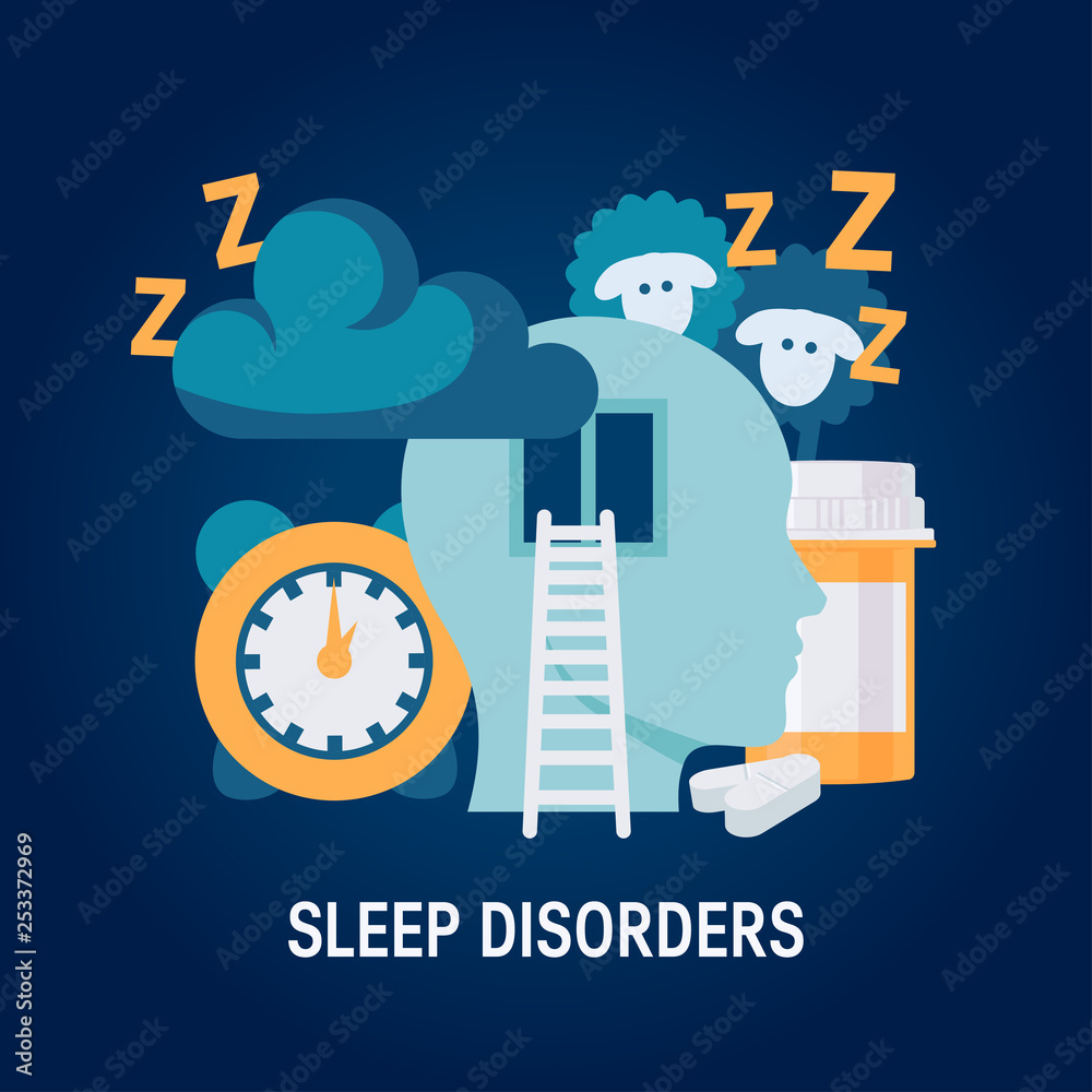 Insomnia vector concept in simple flat style Stock Vector | Adobe Stock