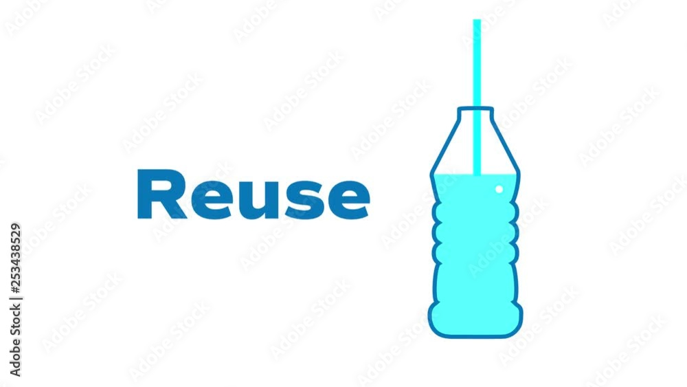 Recycle reuse bottle, loop animation of plastic water bottle filling ...