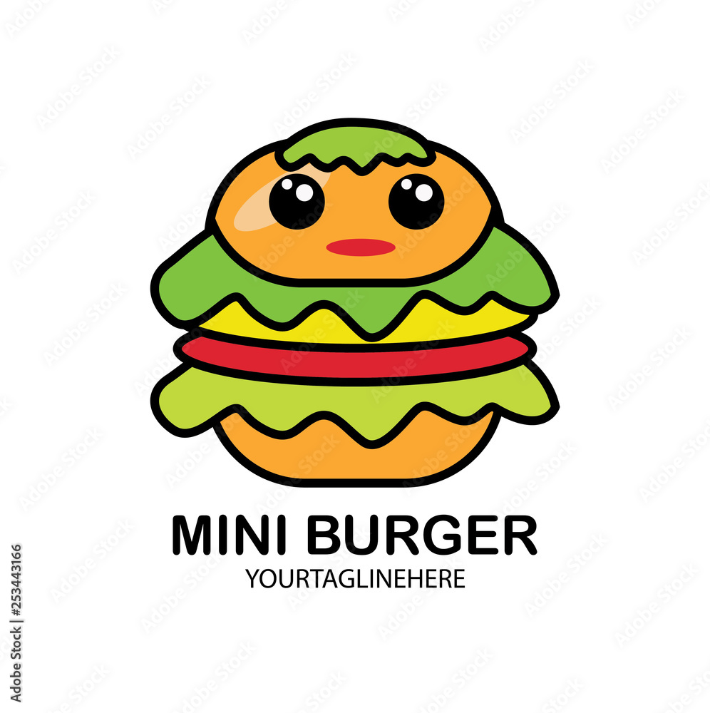 mini burger cartoon design for business logo Stock Vector | Adobe Stock