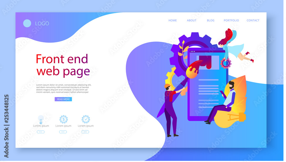 Front end web page. Mobile app design, creating and settings. Stock Vector | Adobe Stock