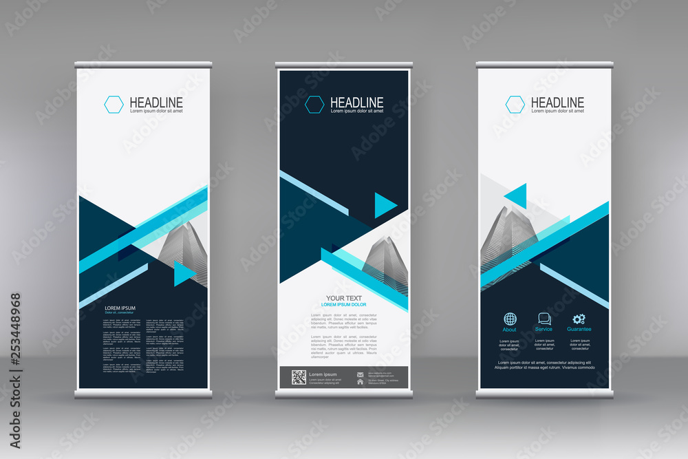 Vector vertical banner. Banner design in three different shape with ...