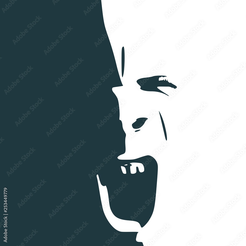 Demonic ugly face. Devil scream character. Demon or monster screaming ...