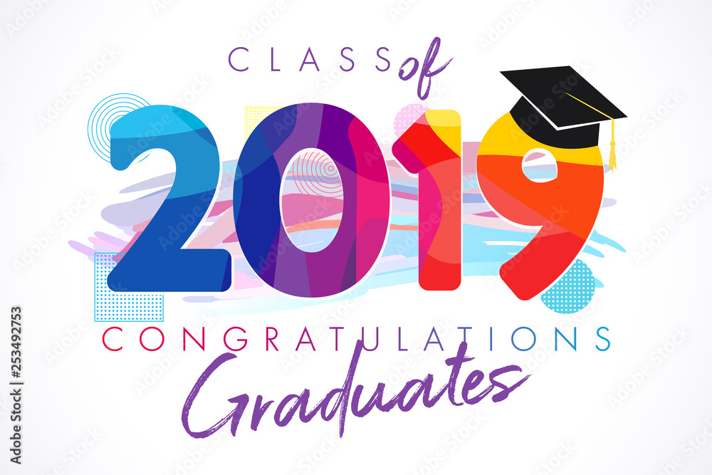 Class of 20 19 year graduation banner, awards concept. T-shirt idea ...