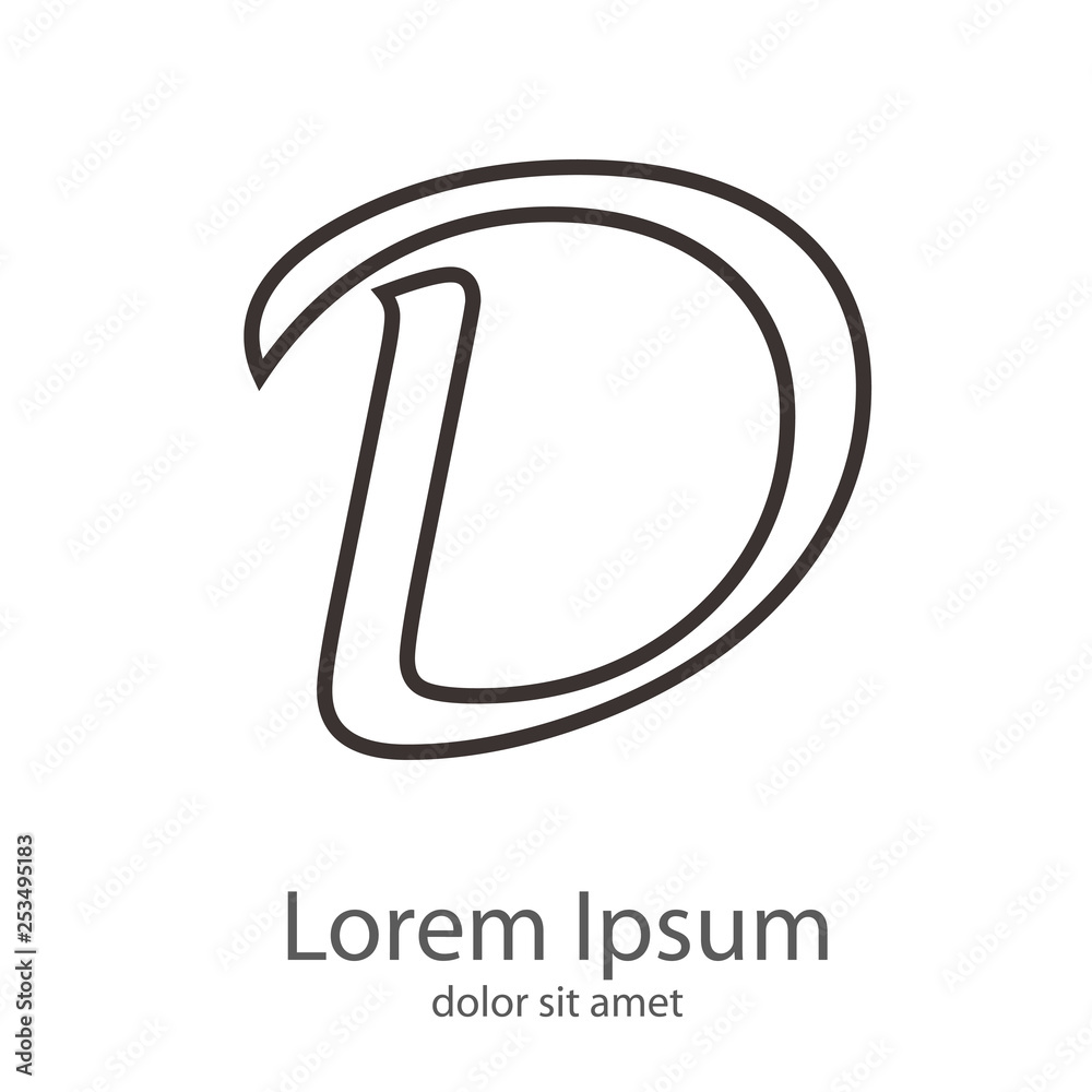 Logotipo letra D mayúscula lineal color gris Stock Vector | Adobe Stock