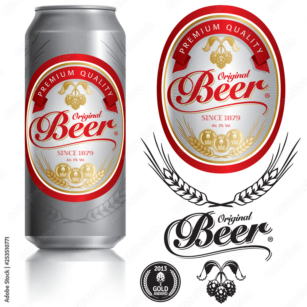 Beer Label vector visual on Black aluminum drinks can 500ml, ideal for ...