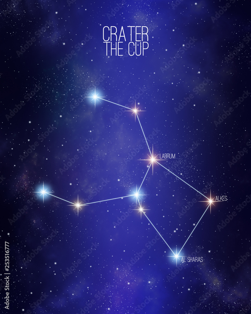 Crater the cup constellation on a starry space background with the ...