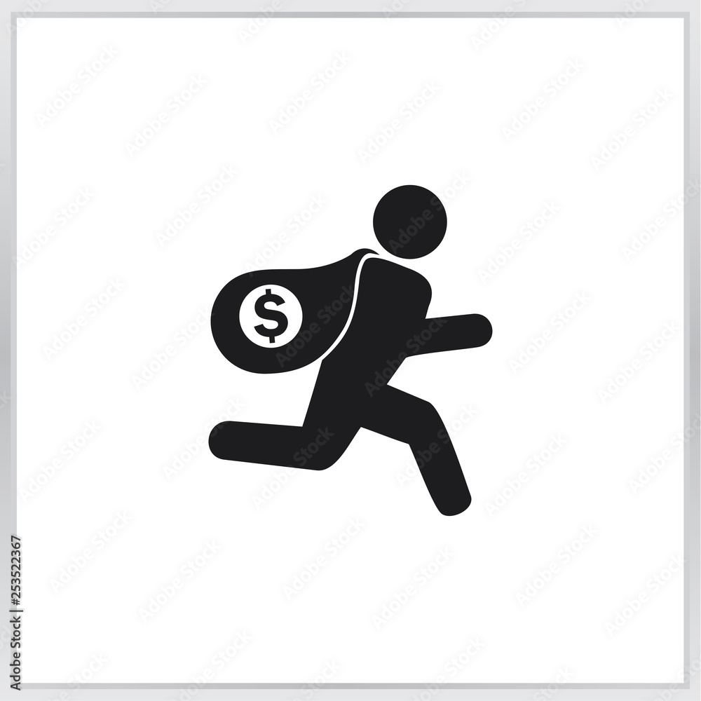 Bandit icon. thief stole the money. Robber icon Stock Vector | Adobe Stock
