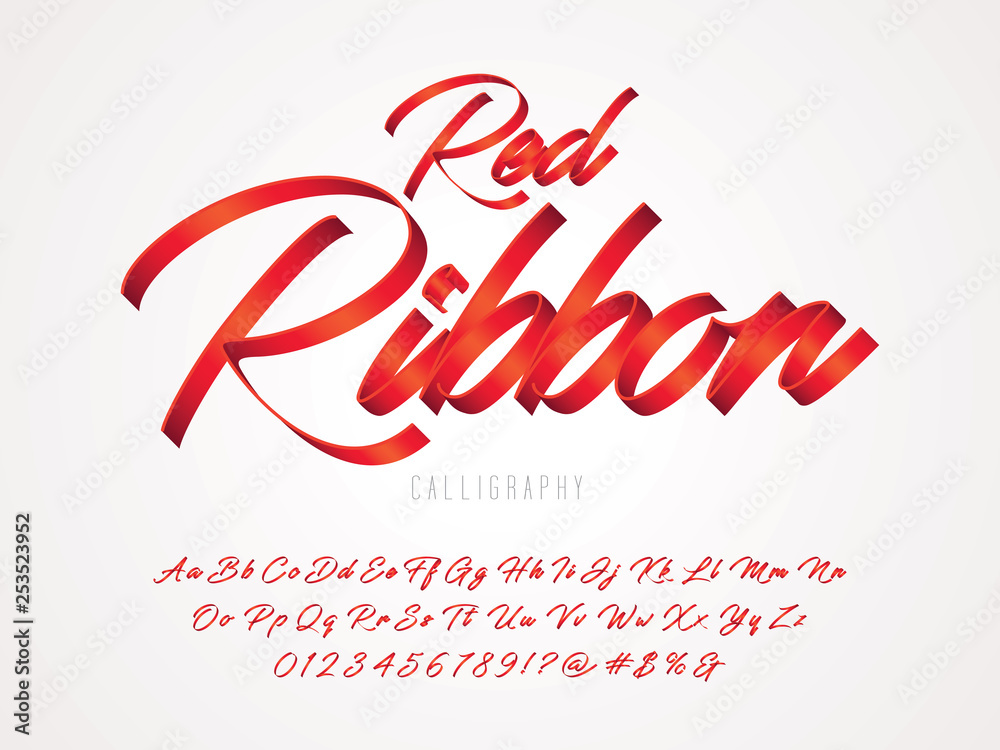 Red ribbon alphabet design Stock Vector | Adobe Stock