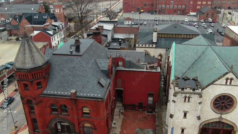 Historic, vintage architecture of York Pennsylvania from the air ...