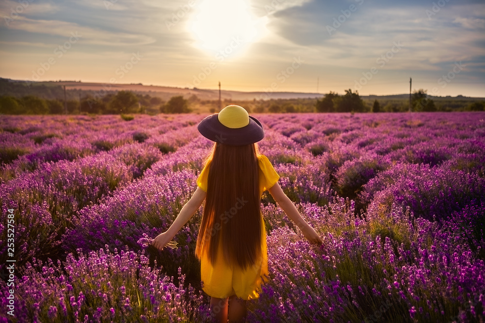 bright color photo of a girl at sunset. Life style. Freedom. Beautiful ...