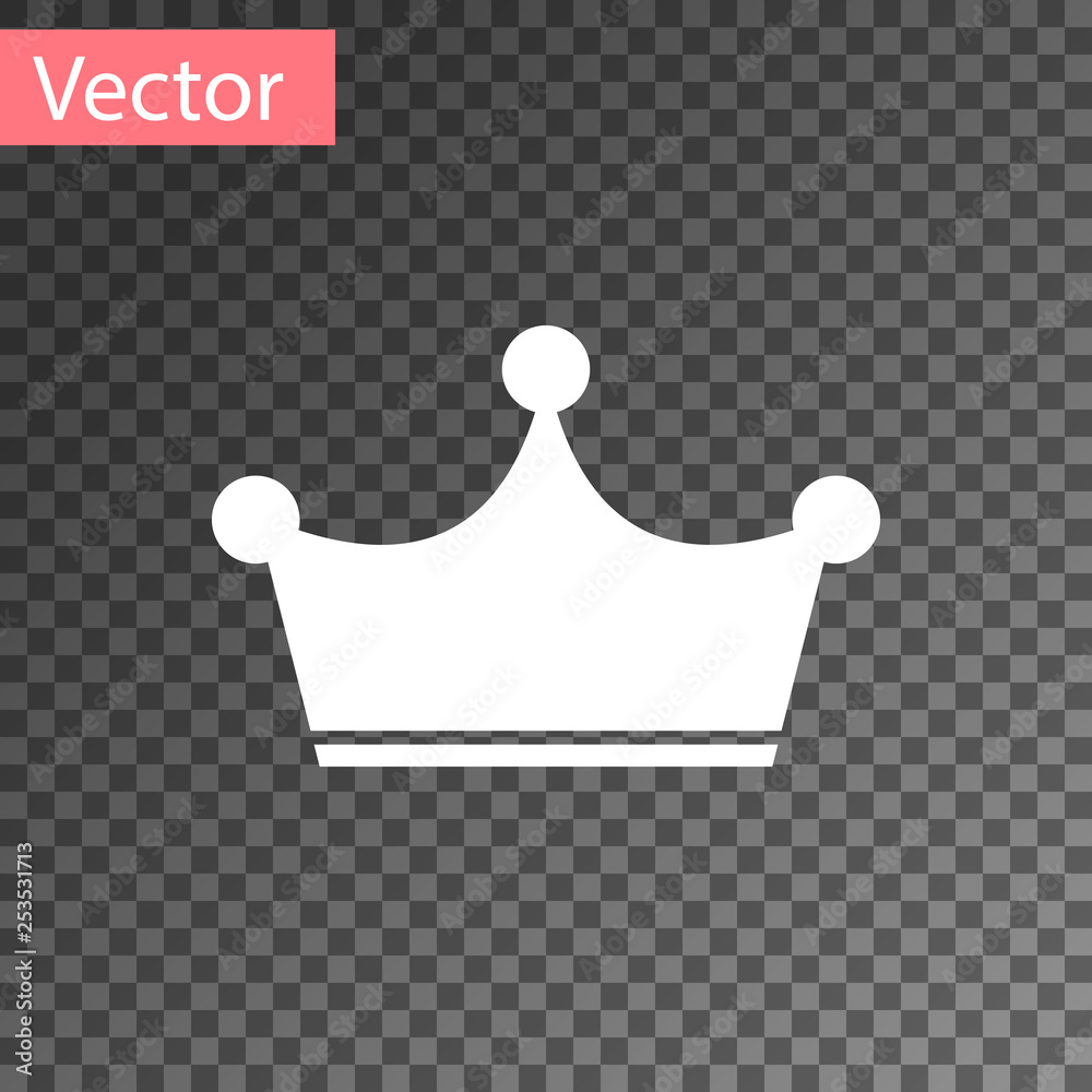 White Crown icon isolated on transparent background. Vector ...