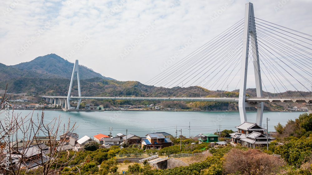 Ikuchi Bridge, which connects Innoshima Island with Ikuchi Island, is ...