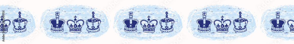 Sketchy London Royal Crown seamless vector border pattern. Famous ...
