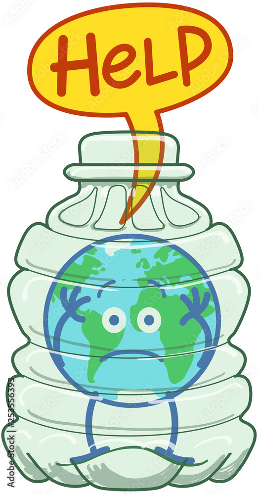 Cute planet Earth in minimalist cartoon style feeling distressed while ...
