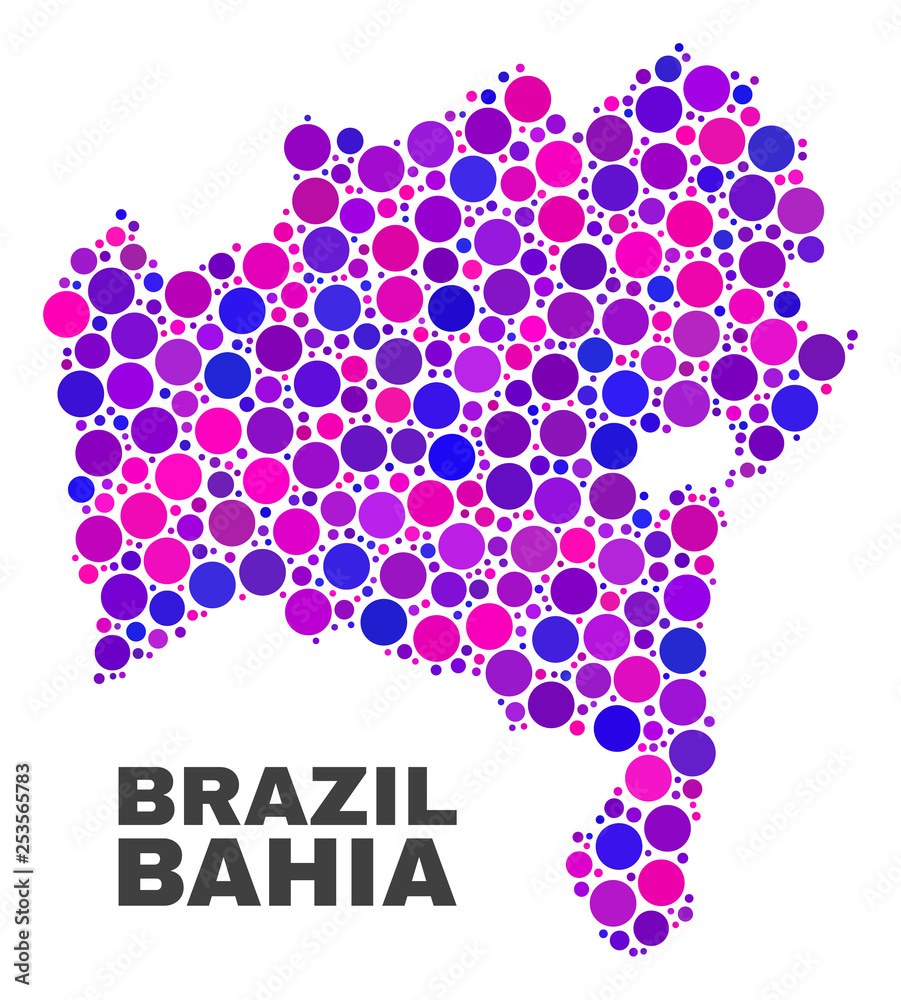 Mosaic Bahia State map isolated on a white background. Vector ...