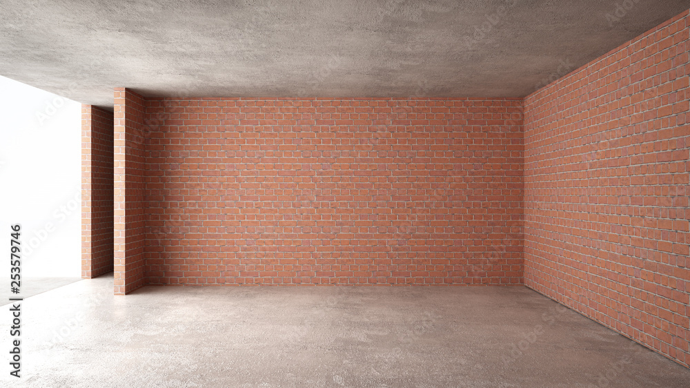 Interior of a new house under construction, home renovation, brick ...