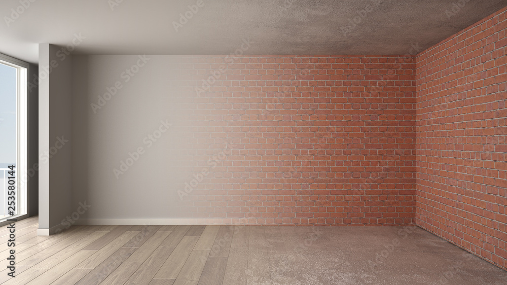 Interior design renovation, before and after, repair and wall painting ...