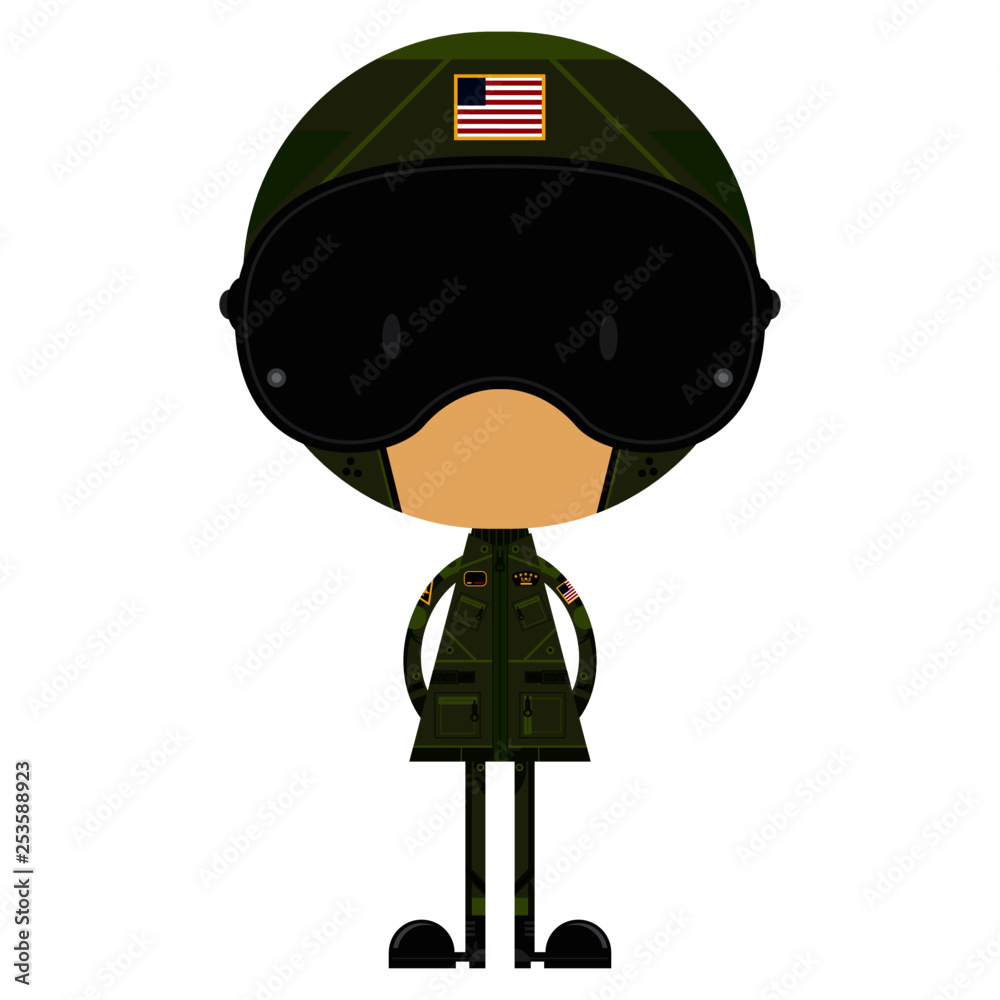 Cartoon Air Force Fighter Pilot Stock Vector | Adobe Stock