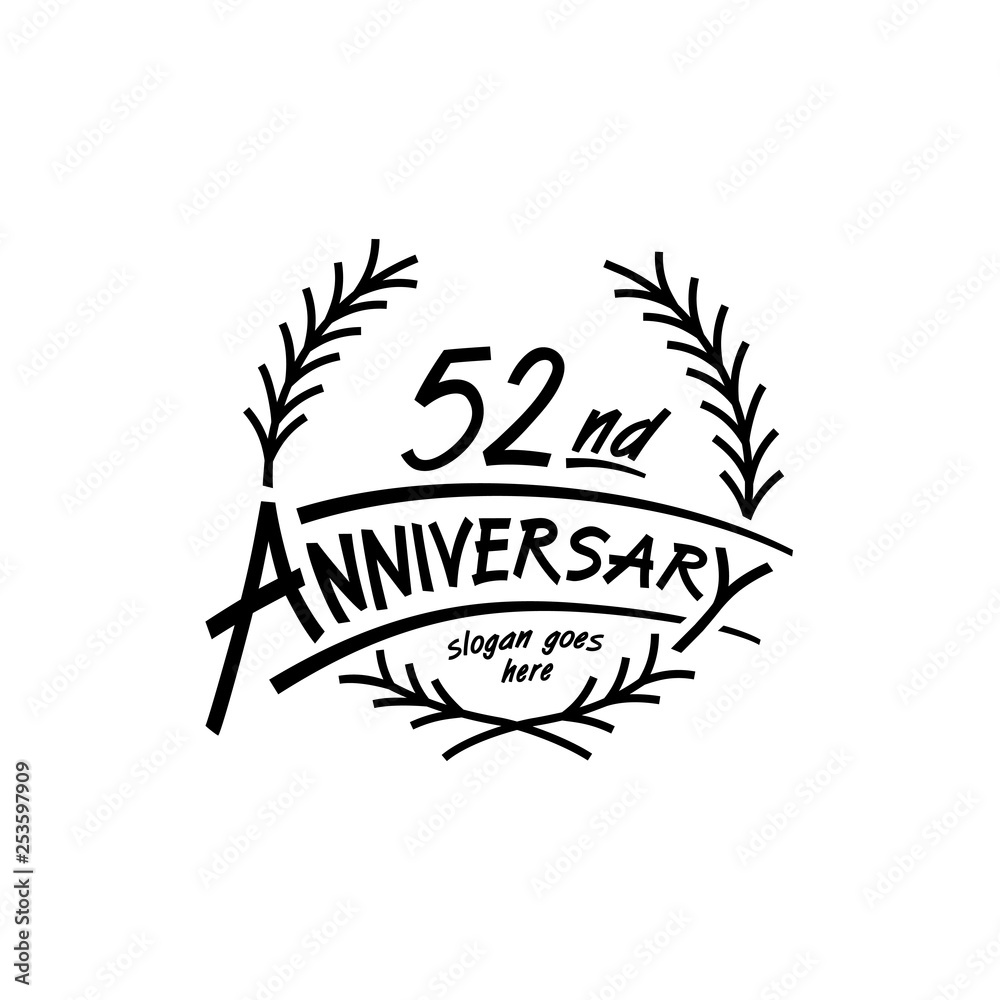 52 years design template. Vector and illustration. 52 years logo. Stock ...