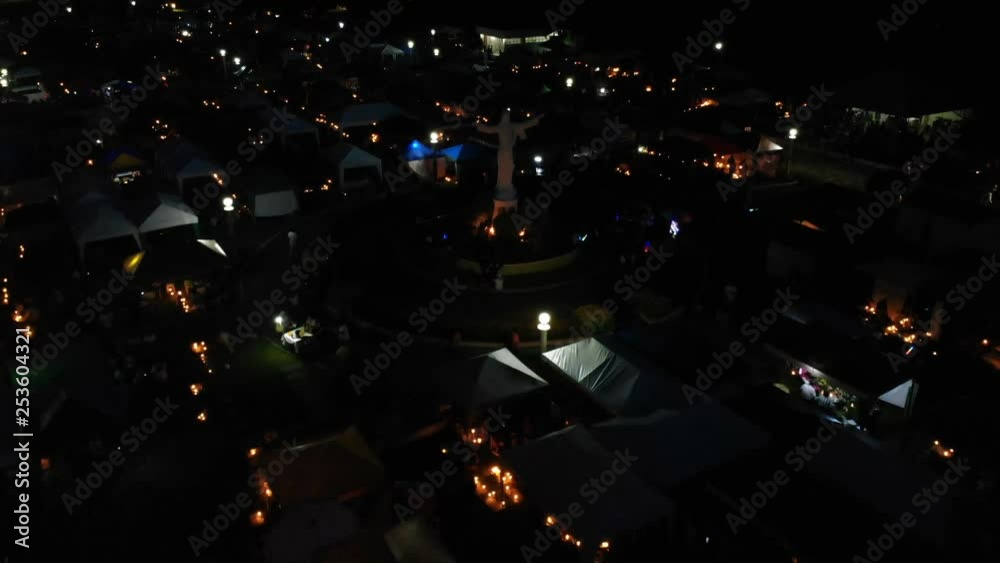Fly over graveyard at night during All Saints day Stock Video | Adobe Stock