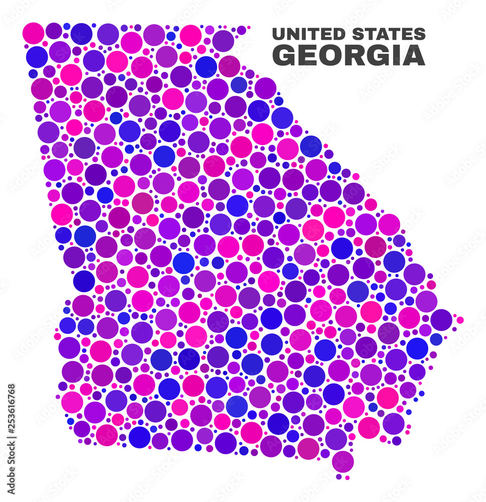 Mosaic Georgia State map isolated on a white background. Vector ...