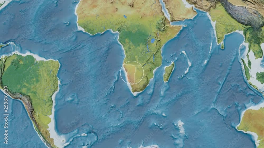 Vidéo Stock Namibia area presented against the global topographic map ...