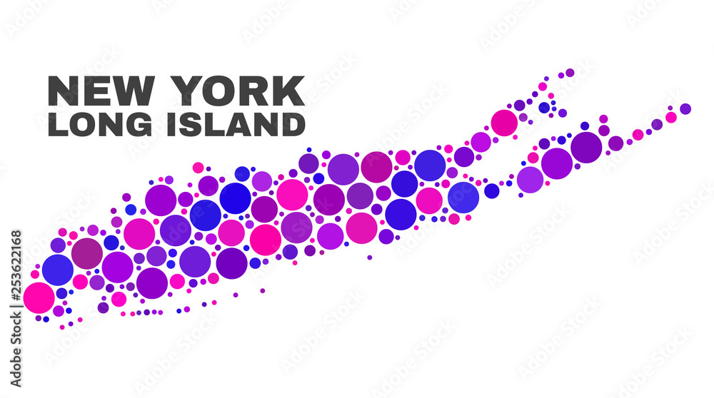 Mosaic Long Island map isolated on a white background. Vector ...