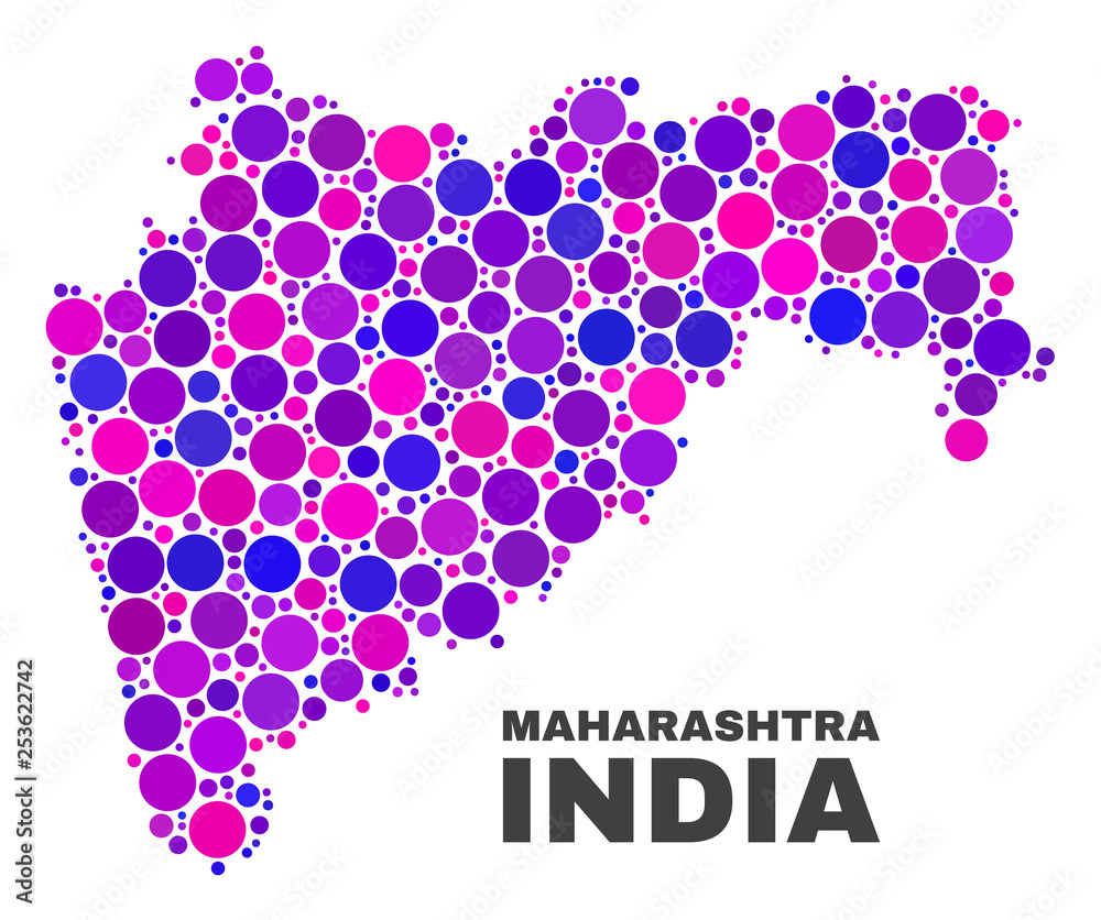 Mosaic Maharashtra State map isolated on a white background. Vector ...