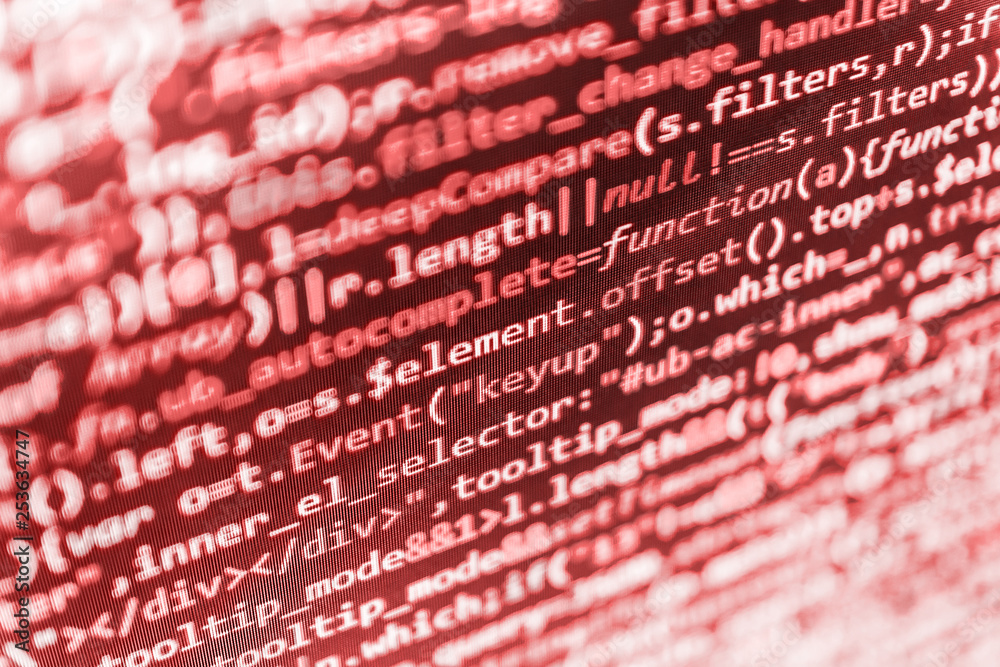 Modern binary code close-up. Mobile app concept. Server complexity, virtual laptop background ...