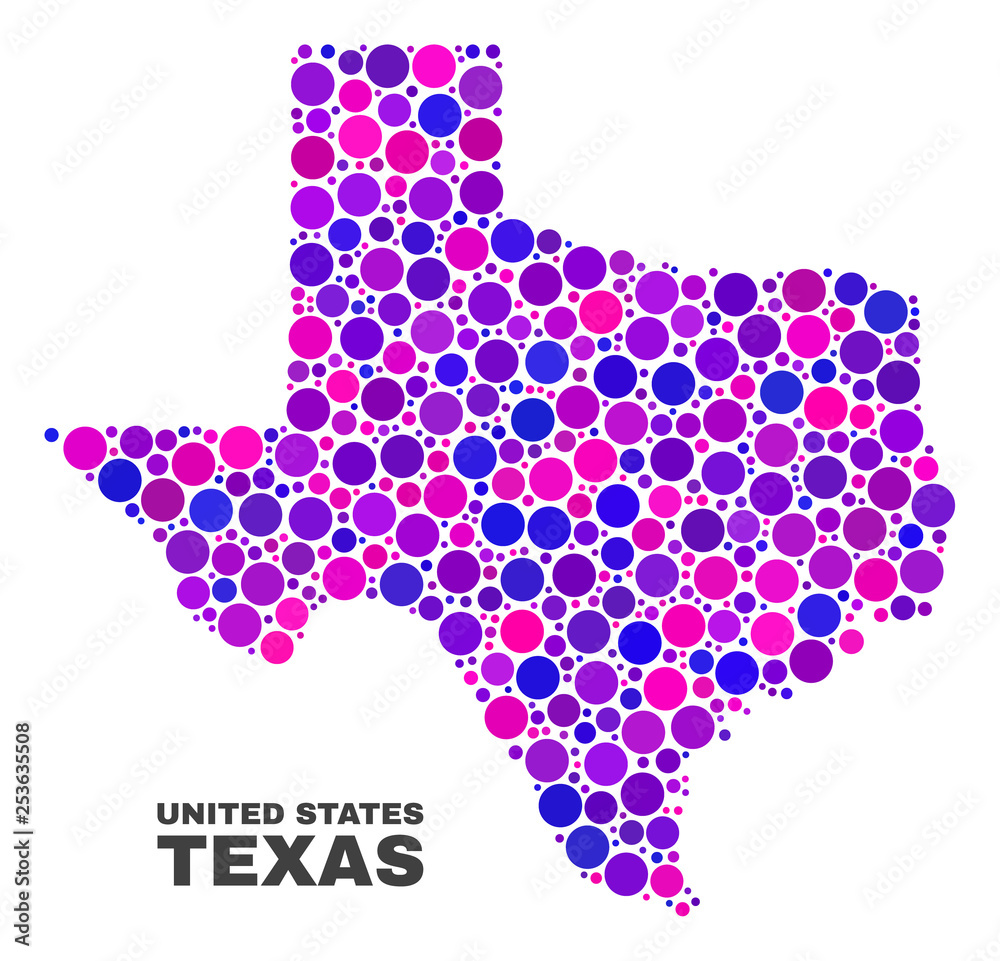 Mosaic Texas State map isolated on a white background. Vector ...