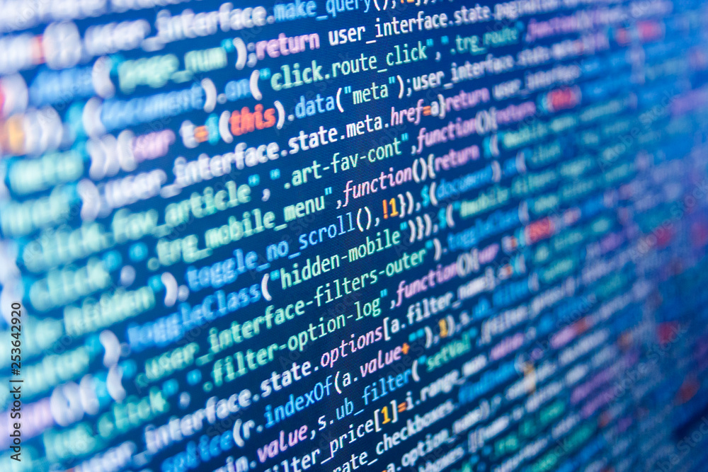 Closeup developing programming and coding technologies. Template of ...