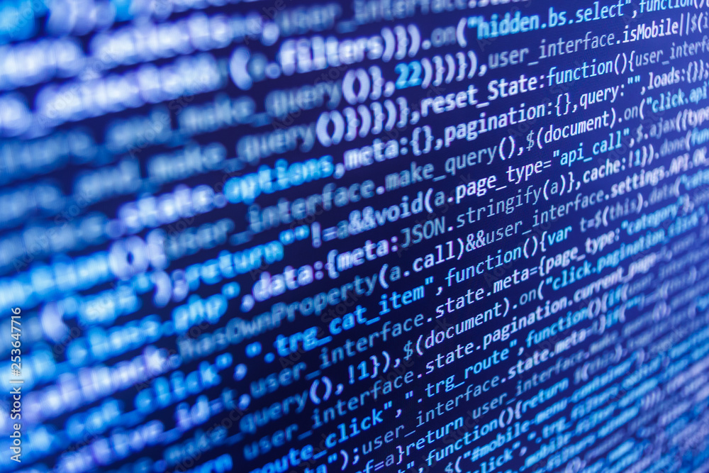 Web abstract programming and created virus on laptop screen. Key password theft hacking firewall ...