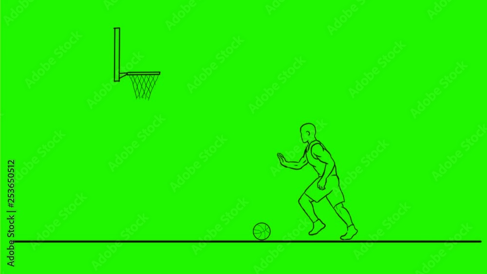 2d Animation motion graphics showing a drawing of a basketball player ...
