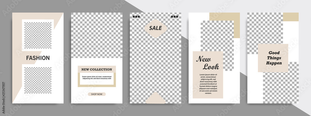 Modern minimal square shape template in soft satin brown color with ...