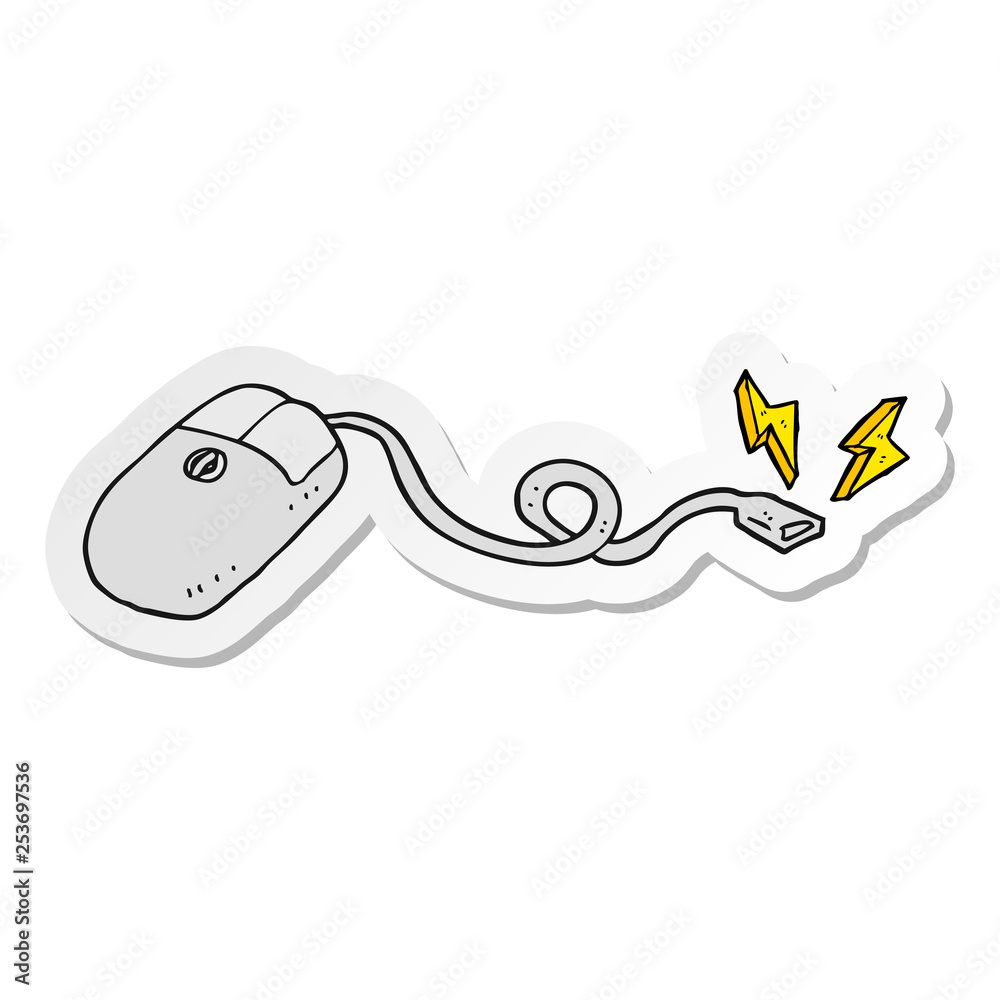 sticker of a cartoon computer mouse Stock Vector | Adobe Stock