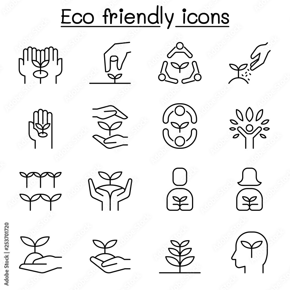 Eco friendly, conservation, saving nature, ecology and environment icon ...