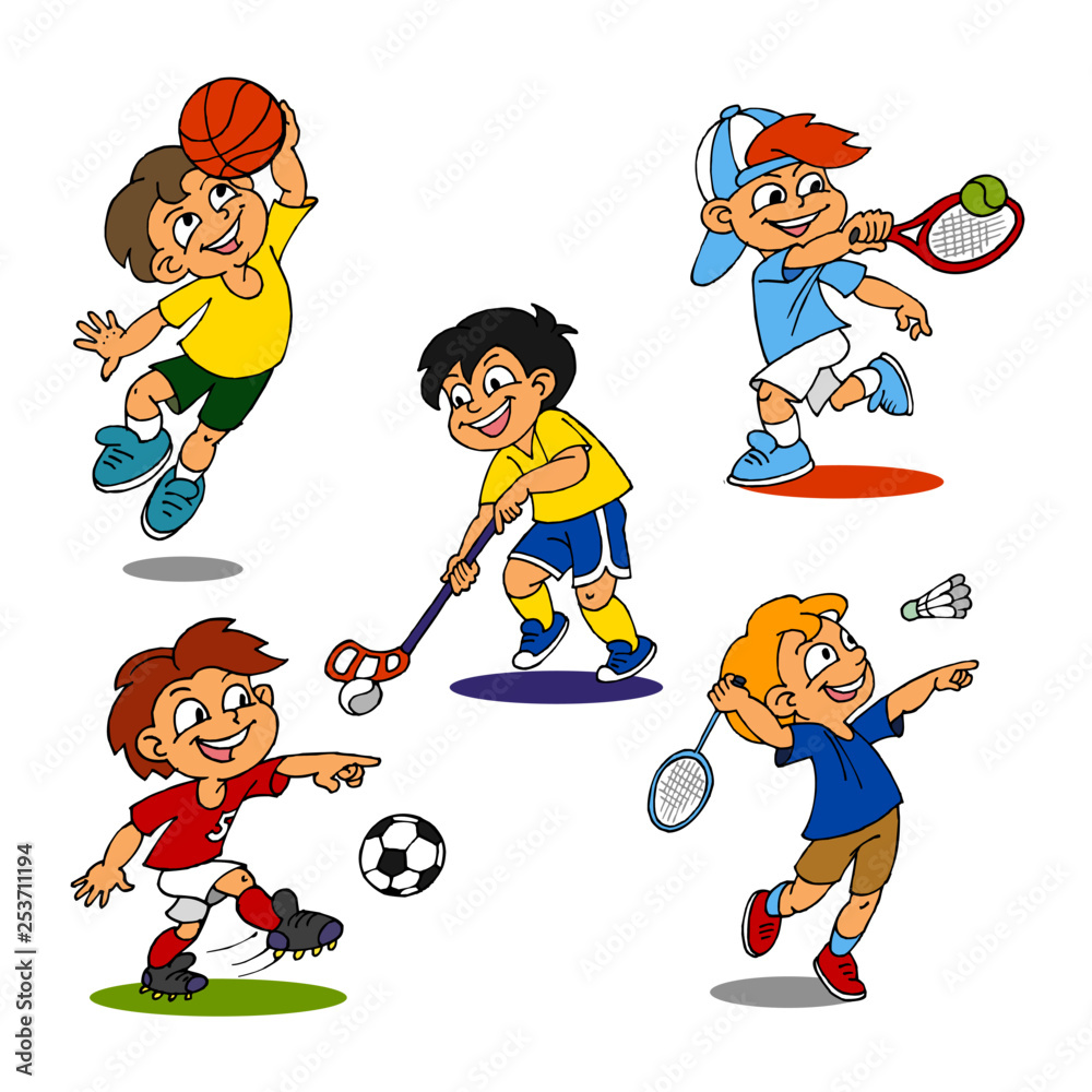 Children Playing Sport Clipart Icons