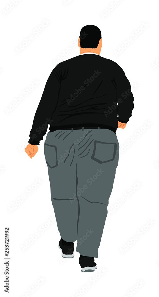 Fat man is worry about health vector illustration isolated on white ...