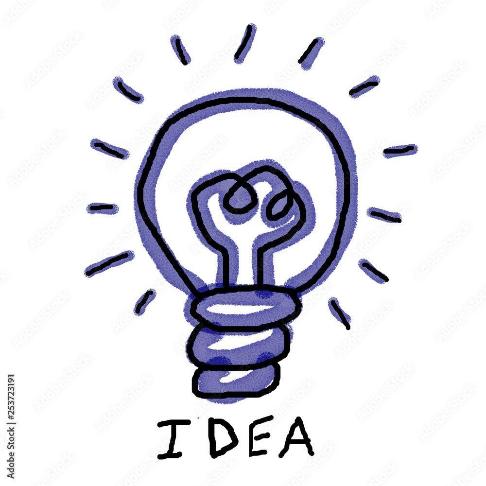 Light bulb idea , hand drawn , icon cartoon , white background Stock ...